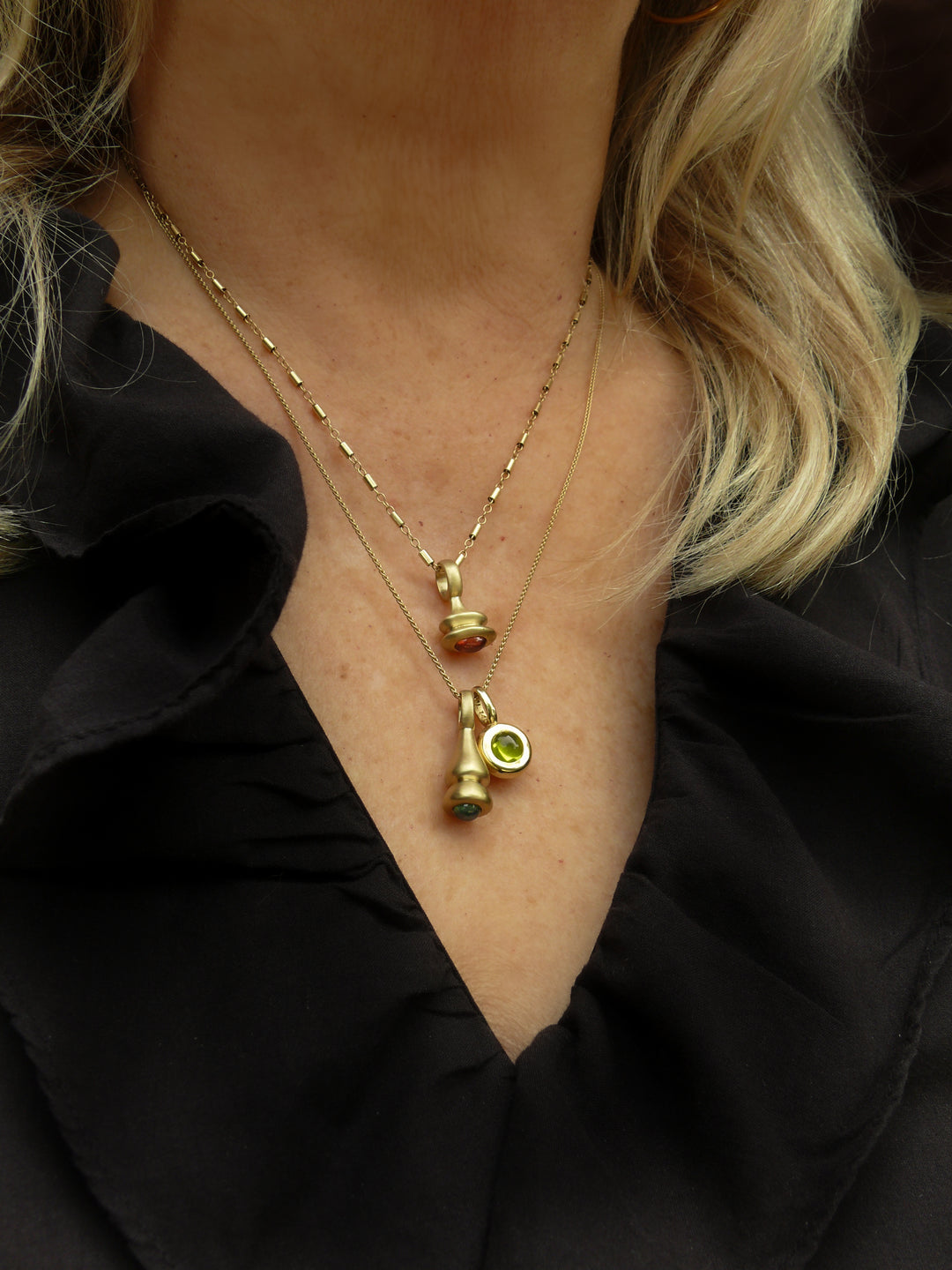 Teal Tourmaline Pendulum Charm No. 1 - Gold – Made Line